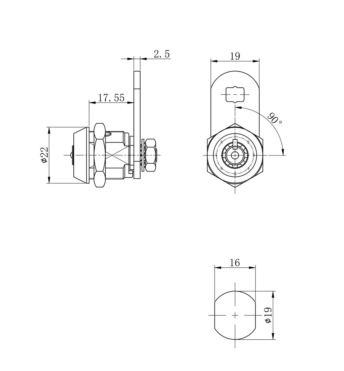Tubular Key Code Changeable Gambling Cam Lock MK116BS - Most Secure Key ...